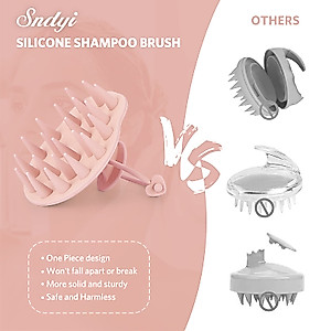Sndyi Scalp Massager Shampoo Brush, 100% Silicone Hair Scrubber for Washing Hair, Upgraded Scalp Scrubber/Exfoliator for Dandruff, Head Scalp Massager for Hair Growth, Wet Dry Scalp Brush, Pink