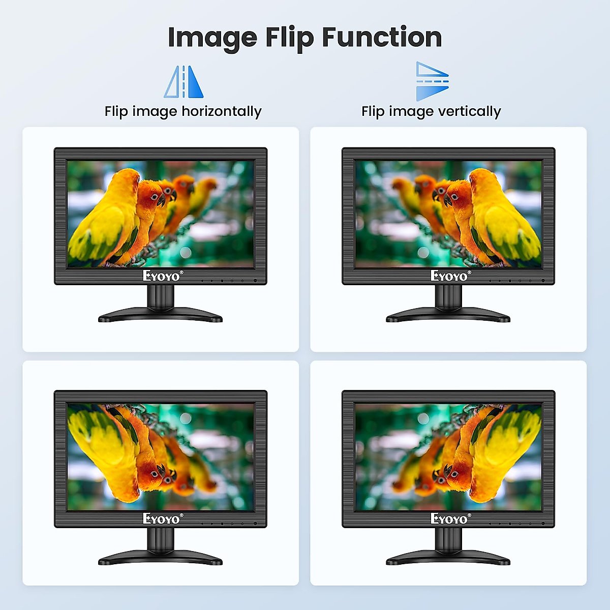 Eyoyo 12 Inch Monitor 16:9 Mini HDMI Monitor Screen 1366x768 Small TV Monitor Display with HDMI VGA BNC AV USB Input for Computer PC RasPi Laptop CCTV Security Analog Camera