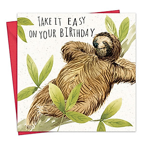 Twizler Funny Birthday Card Sloth – Funny Card Birthday – Happy Birthday Card – Funny Birthday Card Men – Funny Birthday Card Women – Funny Birthday Card Him – Funny Birthday Card Her – Sloth Card