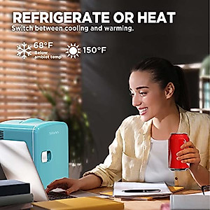 Silonn 4L/6 Can Mini Fridge, Portable Skincare Fridge, Teal