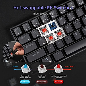 RK ROYAL KLUDGE RK71 Wireless/Wired Mechanical Keyboard and 7200 DPI Gaming Mouse, 71 Keys RGB Red Switch Hot Swappable Compact Gaming Keyboard for Win/Mac