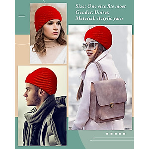 Winter Trawler Beanie Knit Hat Warm Stretchy Slouchy Soft Headwear Daily Ribbed Cap Ski Beanie Hat for Men Women Accessories (Red)