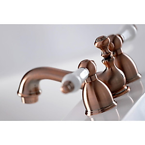 Kingston Brass KS3951PL Restoration Mini Widespread Lavatory Faucet with Porcelain Lever Handle, Polished Chrome