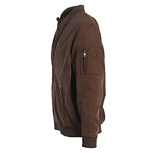 Gioberti Men's 100% Cotton Sportwear Full Zipper Twill Bomber Jacket, Brown, L