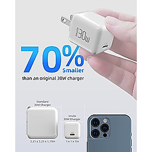 30W USB C Charger by imuto, 2 Pack USB C Super Fast Charging Pixel Phone Charger GaN PD PPS for iPad Pro, iPhone 14, 13 Pro Max, Pixel, Galaxy S22, MacBook Air & More