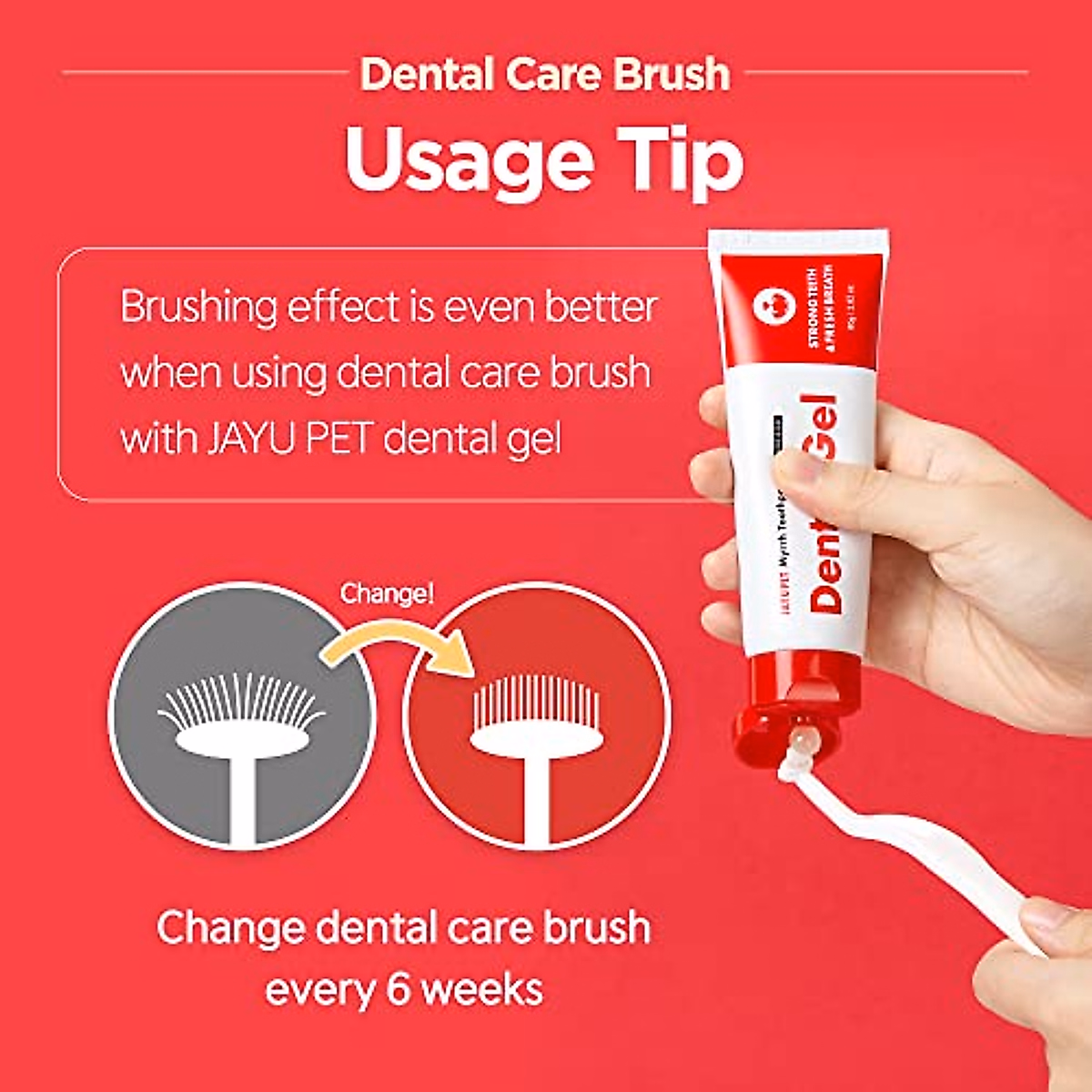 JAYU PET Dental Care Brush - Cat Toothbrush, Toothbrush for Small Dogs, Feline Toothbrush, Cat Dental Treat, Removing Bad Breath, Plaque, Tartar, Cat Teeth Brushing & Easy Cleaning, Soft Bristles