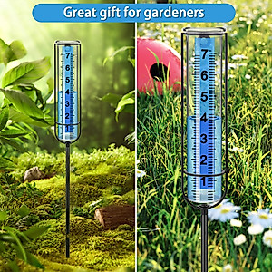 Richene Rain Gauge Upgrade, 7" Freeze-Proof Glass Rain Gauge Outdoor, Large Clear Numbers and Adjustable Height - Stylish and Practical Rain Measuring Tool for Garden, Lawn, Patio, and Farm Use