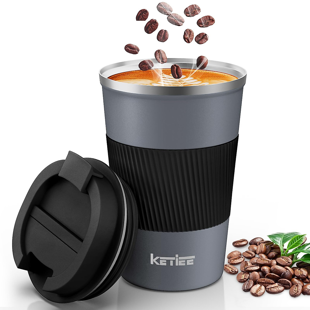 KETIEE Travel Coffee Mug Spill Proof 12oz, Insulated Coffee Mug to Go, Thermo Hot Coffee Tumbler, Reusable Coffee Cups with Seal Lid, Vacuum Stainless Steel Coffee Travel Mugs for Hot/Ice Coffee Tea