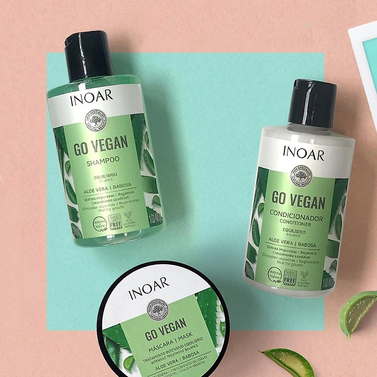 INOAR PROFESSIONAL - Go Vegan Balance Hair Shampoo & Conditioner Set with Aloe Vera (300ml/each)