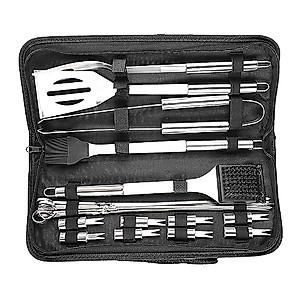 BBQ Grill Set, Stainless Steel Portable 20pcs Professional Tongs Barbecue Tool Set for Travel for Outdoor