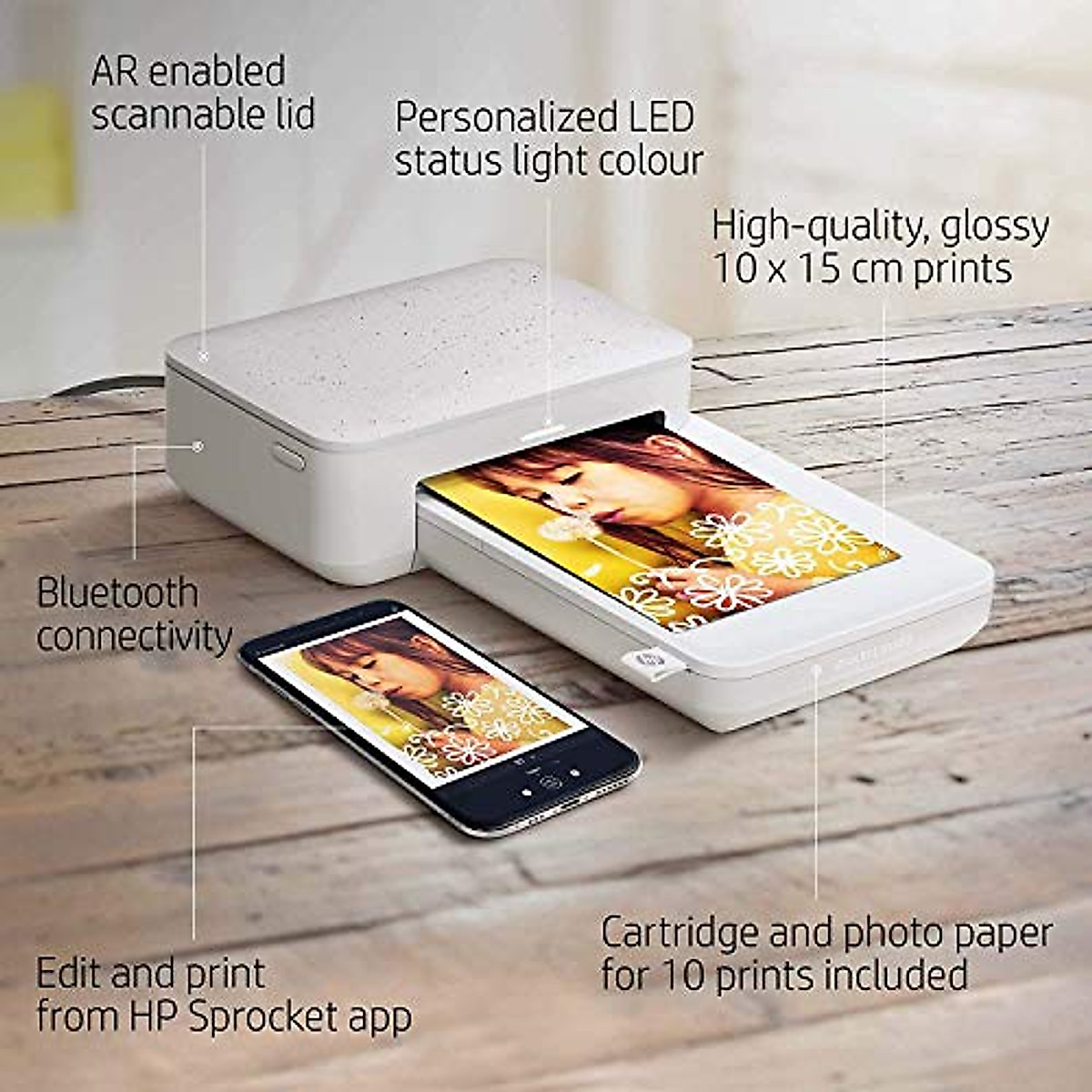 HP Sprocket Studio Photo Printer – Personalize & Print, Water- Resistant 4x6" Pictures (3MP72A)