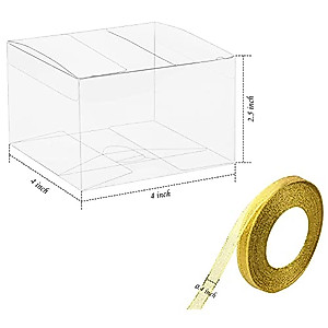 LEMEOSO 30Pcs Clear Favor Boxes 4 x 4 x 2.5 Inch Transparent Plastic Boxes for Packaging Party Favors Treats Candy Macaron Strawberries