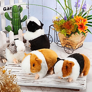 HyDren 4 Pieces 8 Inch Cute Guinea Pig Plush Toys Stuffed Realistic Stuffed Animals Soft Guinea Pig Doll Toys Decor for Boys Girl Themed Party Supplies