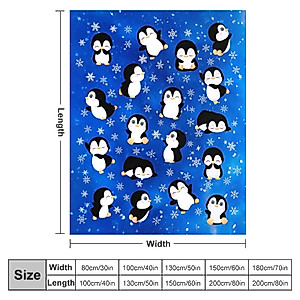 Penguin Blanket Flannel Soft Cute Penguins Throw Blankets Animal Penguin Gifts Decor for Girls 50"x40"