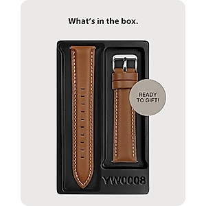12 Colors for Quick Release Leather Watch Band, Fullmosa Axus Genuine Leather Watch Strap,Brown,22mm