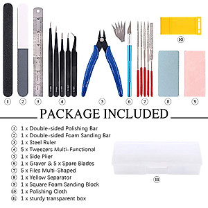 Keadic 26-Pieces Professional Gundam Modeler Basic Tools Craft Set Hobby Building Tools Kit with Box for Basic Model Building