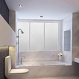 Frosted Stripe Cling Window Film, Removable Glass Door Privacy Film, Non-Adhesive Static Cling Window Film, Window Frosting Film, Peel and Stick Covering Frost Sticker for Bathroom (A)