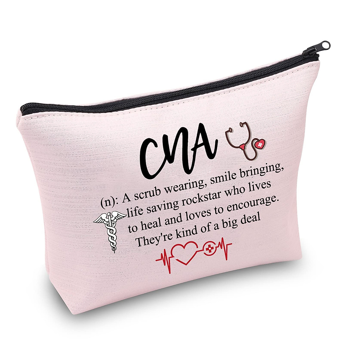 CMNIM CNA Gift Bags Certified Nursing Assistant Gifts Makeup Bag CNA Student Gifts Nursing Cosmetic Bag Zipper Pouch Who Lives To Heal And Love To Encourage (CNA Cosmetic Bag Pink)