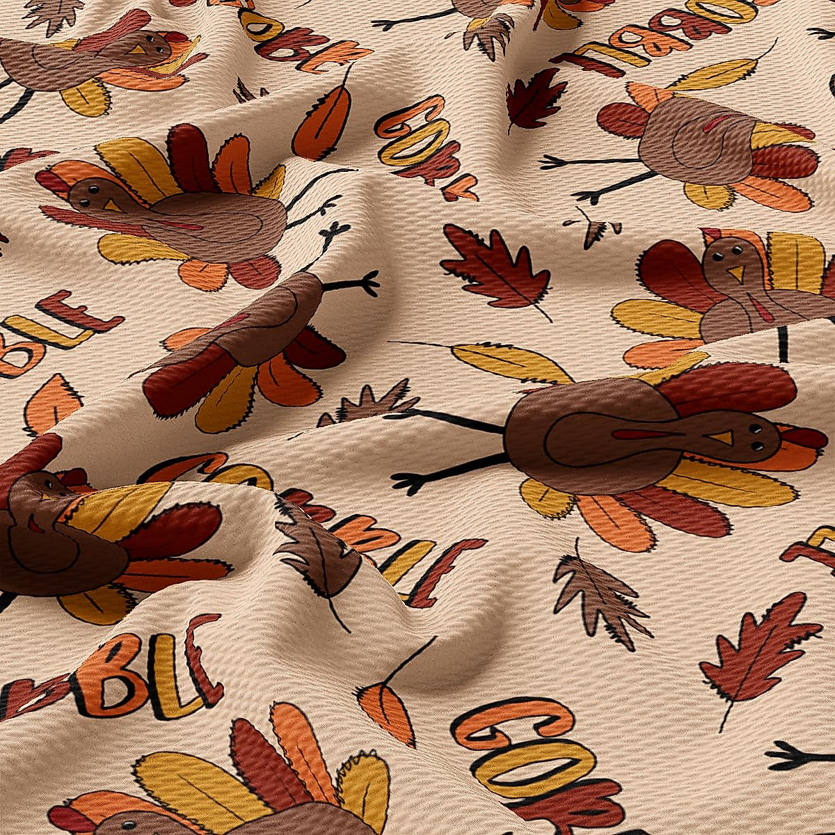 Thanksgiving Turkey Gobble Fall Autumn Bullet Textured Fabric by The Yard Stretch Liverpool - 1 Yard Fabric for Bows Clothes Sewing (AA1942)