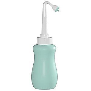 Travel Bidet Bottle,Upside Down Peri Bottle for Postpartum Care,Portable Handheld 300ml Bidet Sprayer,Travel Bag Pointed Nozzle for Personal Hygiene Care,Perineal Recovery,Outdoor-Green Bottle