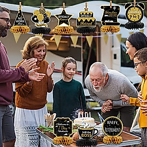 9PCS Retirement Party Decorations, Black and Gold Retirement Table Decorations, Retirement Centerpieces for Table, Retirement Decor for Retirement Party Men and Women