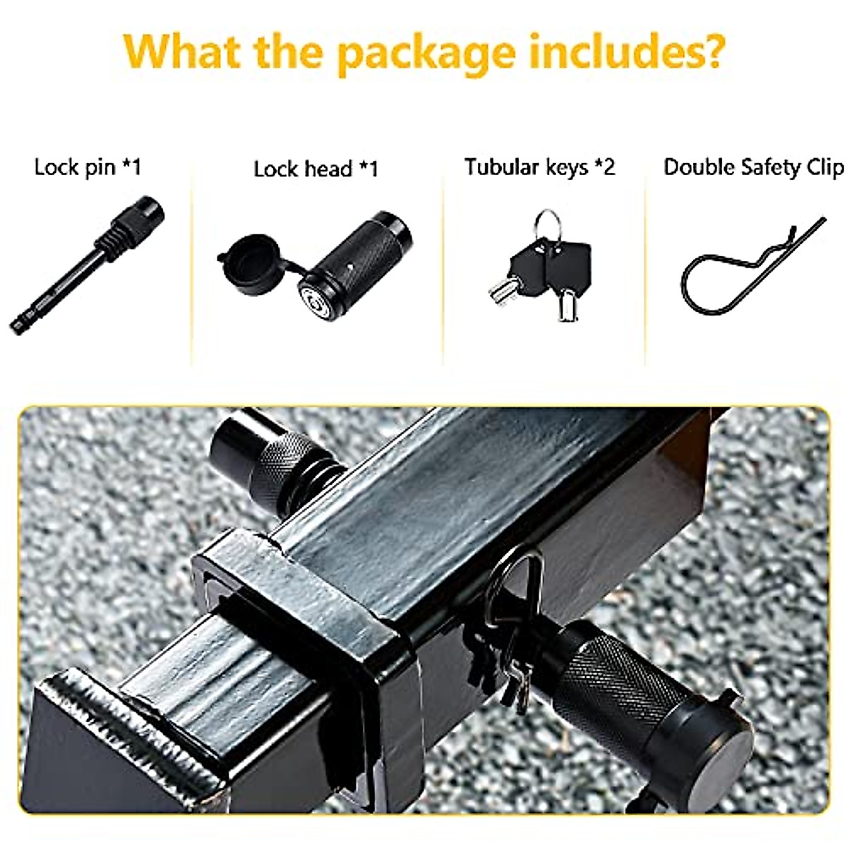 Cenipar Trailer Hitch Coupler Locking Pin 1/2 Inch and 5/8 Inch Set for Truck Car and Boat Fits 1.25", 2" and 2.5" Receivers Class III IV Hitches Towing Locks