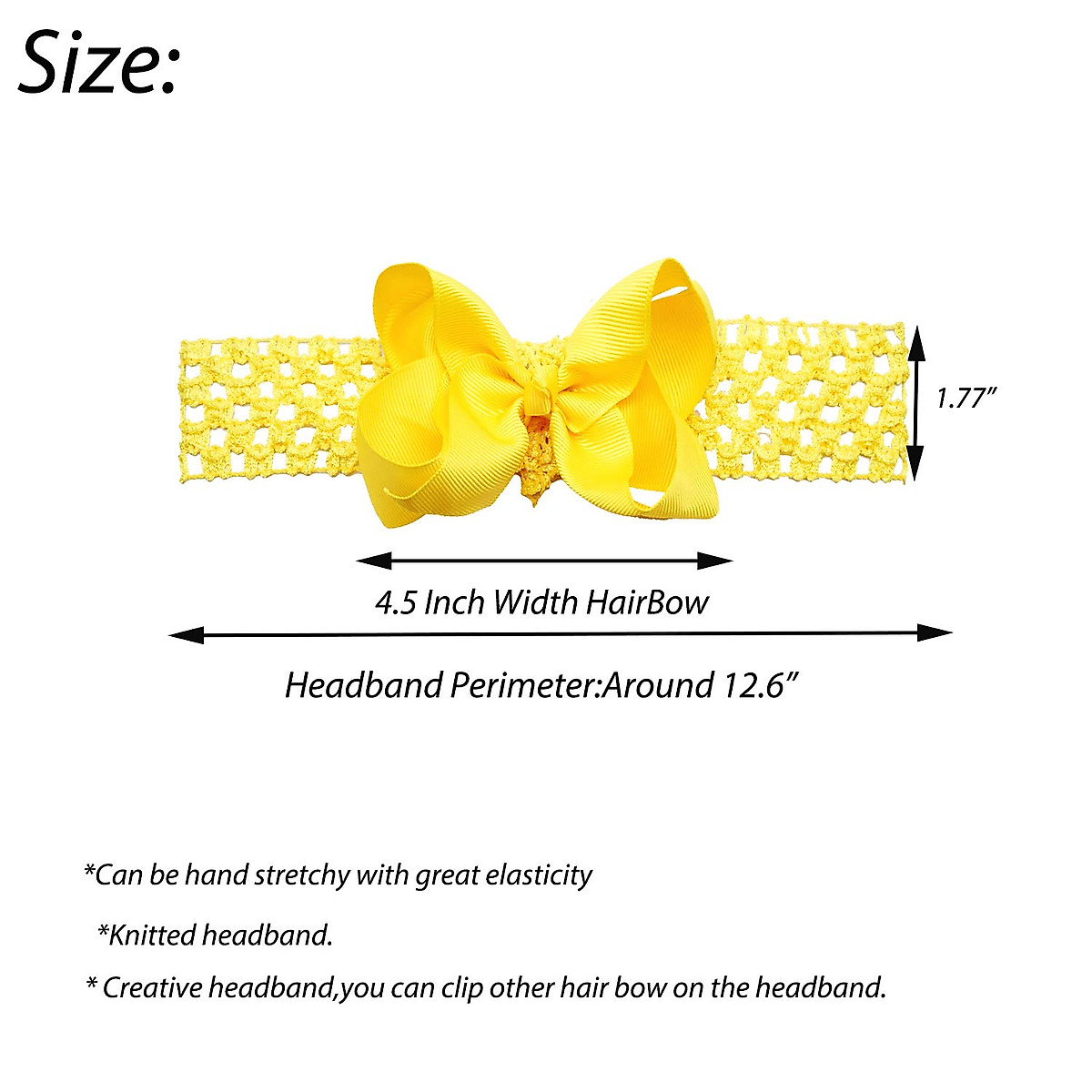 JOYOYO 30pcs Baby Girls Headbands 4.5" Hair Bows Soft Stretchy Crochet Head Wear Headbands for Baby Girls Newborns Infants Toddlers and Kids