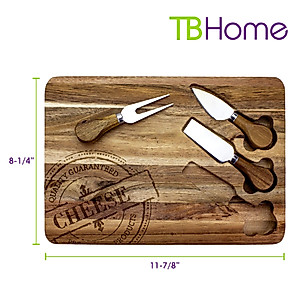 TB Home 4-Pc. Acacia Wood Cheese Serving Board with Cheese Tools