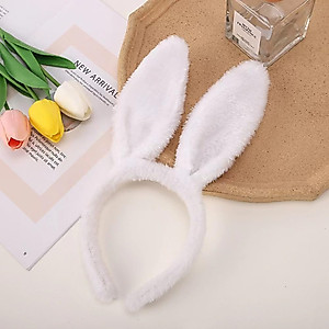 LKQBBSZ Bunny Headband Easter Bunny Ears Hairbands Plush White Headband for Easter Party Favor Decorations Party