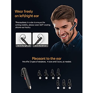 Glazata Wireless Headset with ENC Dual Mic Noise Canceling & Mute Key, apt-X & apt-X HD for Driving, Office, Business, Compatible with Cell Phone and PC 「Black」