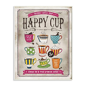 Stupell Industries Happy Cup Vintage Comic Book Design Wall Plaque, Multi-Color