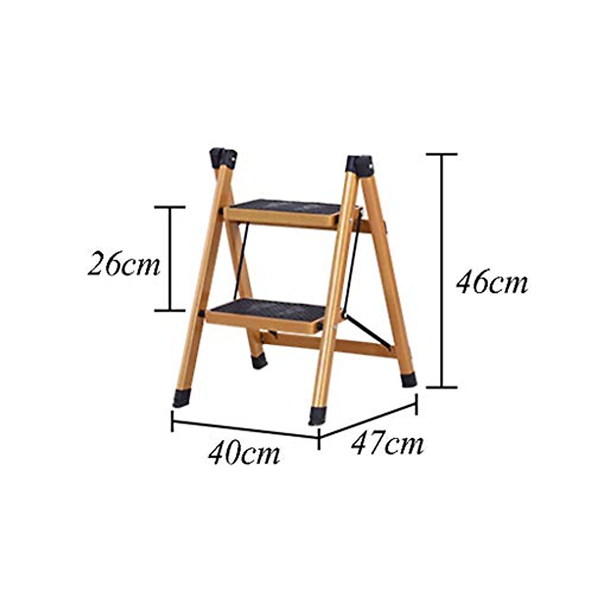 PENGJIE Folding Ladder Step Stool Ladder Stool 2 Step Folding Heavy Duty Steel Portable Anti Slip Mat Tread Compact 150 Kg Capacity