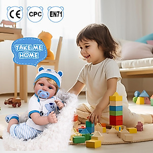 Aori Lifelike Realistic Reborn Baby Boy Doll 22 Inch Handmade Weighted Reborn Baby Doll with Bear Toy