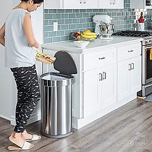 simplehuman 45 Liter / 12 Gallon Semi-Round Automatic Sensor Trash Can, Brushed Stainless Steel