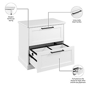 Bush Furniture Westbrook 2 Drawer Lateral File Cabinet in White Ash | Versatile Storage for Home Office and Living Room