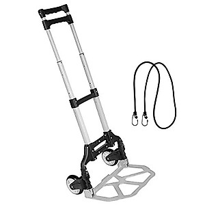 Folding Hand Truck, Gimify Dolly Cart Luggage Hand Cart Aluminum Box Cart Lightweight Portable with Telescoping Handle for Personal, Travel, Shopping, Moving, Office, 165 lbs Capacity (Black)
