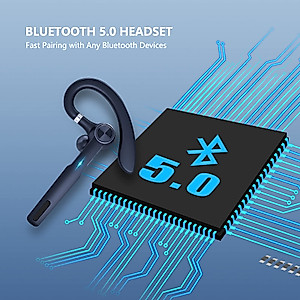 Tonstep Bluetooth Earpiece, Bluetooth Headset with MIC, Trucker Bluetooth Headset 50 Hours with Charging Case, in-Ear Headphones Wireless Earphones for Business,Office and Driving (Black-g1)