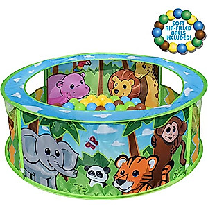 Sunny Days Entertainment Zoo Adventure Ball Pit with Play Balls – Indoor Pop Up Play Tent for Toddlers and Kids | Colorful Balls Included | Amazon Exclusive