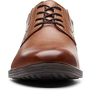 Clarks Men's Whiddon Plain Oxford, Dark Tan Leather, 10.5 Wide