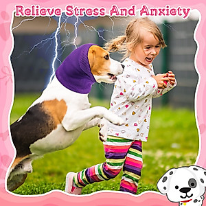 Saintrygo 4 Pcs 3 Size Snoods for Dogs Pet Dog Ear Wrap Cover Dog Sound Proof Ear Muffs for Dogs Barking and Bathing Warm Winter Dog Ear Scarf for Calming Pet(Gray, Pink, Blue, Purple)