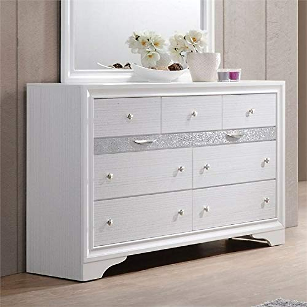 Acme Naima Wood 9-Drawers Bedroom Dresser in White