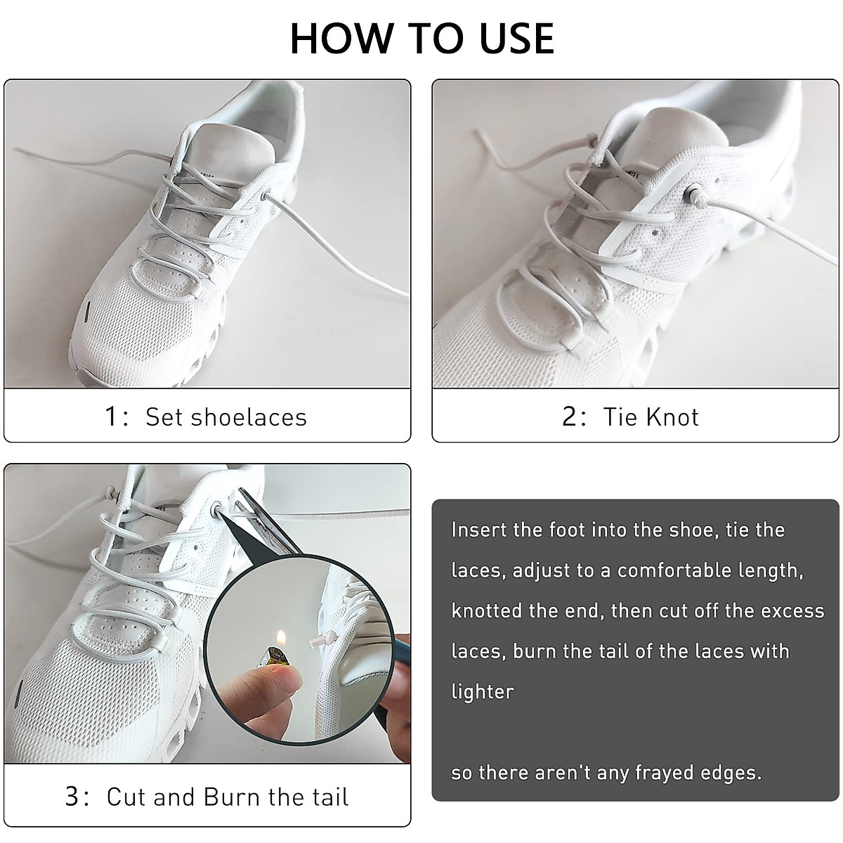 NDTEZUGT 3 Pairs Elastic Shoe Laces Replacement Laces for Running Shoes,Stretch Oval Shoe Strings Replacement Shoestrings for Sneakers,No Tie Shoe Laces for Kids and Adults (Black*2+White*1)