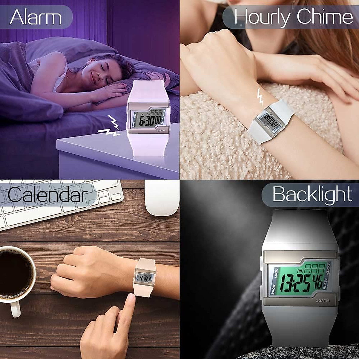 ILAME Digital Swimming Diving Wristwatch 10 ATM Waterproof with Multiple Functions of Lap Stopwatch, Alarm Clock, Calendar and Backlight