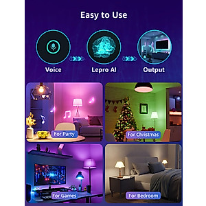 Lepro B1 AI Smart Light Bulbs - WiFi & Bluetooth RGBWW Color Changing LED Bulb Compatible with Alexa & Google Assistant, AI Generated Lighting LLM, AI Voice Control, Music Sync, 2.4GHz Only, 2 Packs