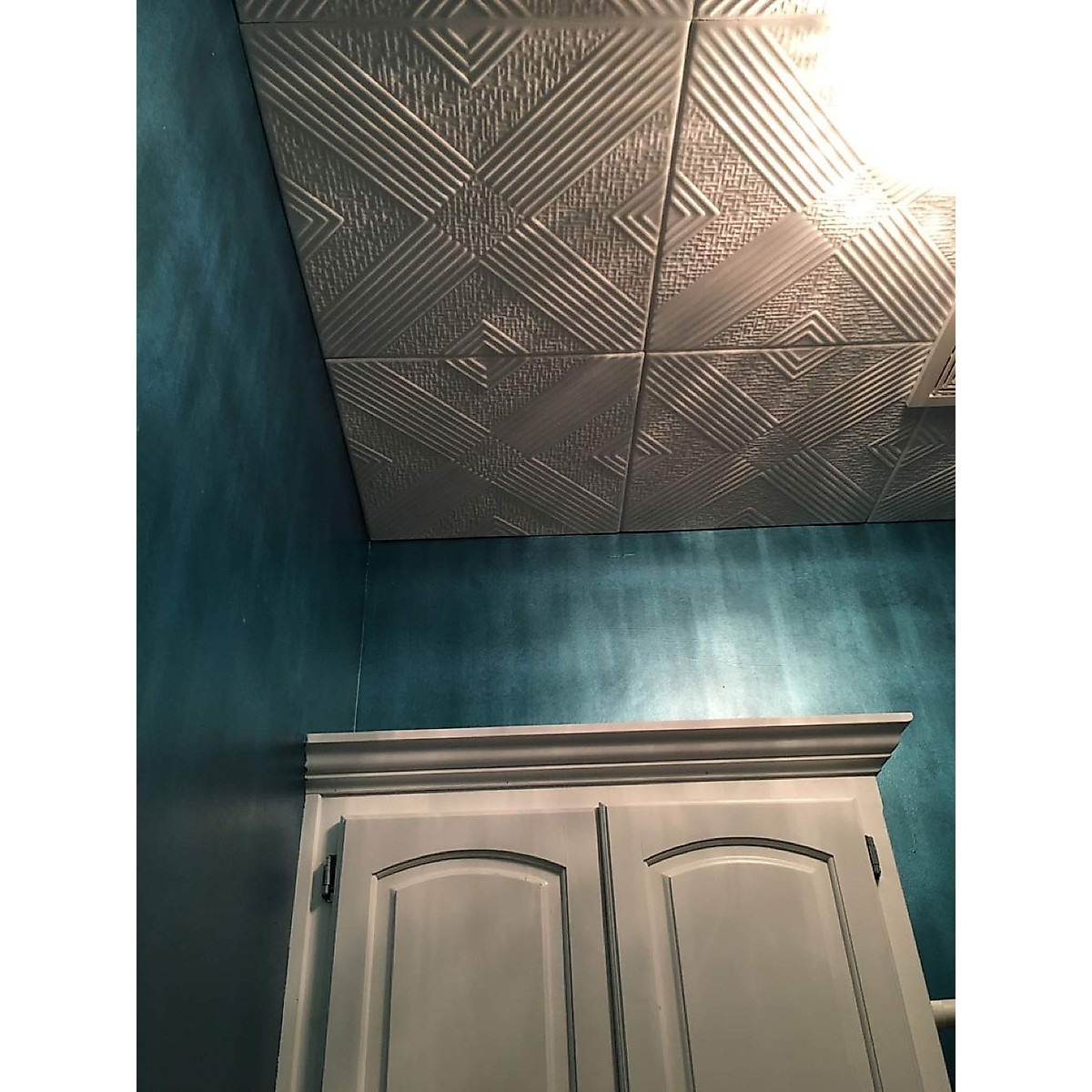 A la Maison Ceilings R34 Pyramid Illusion Foam Glue-up Ceiling Tile (256 sq. ft./Case), Pack of 96, Plain White