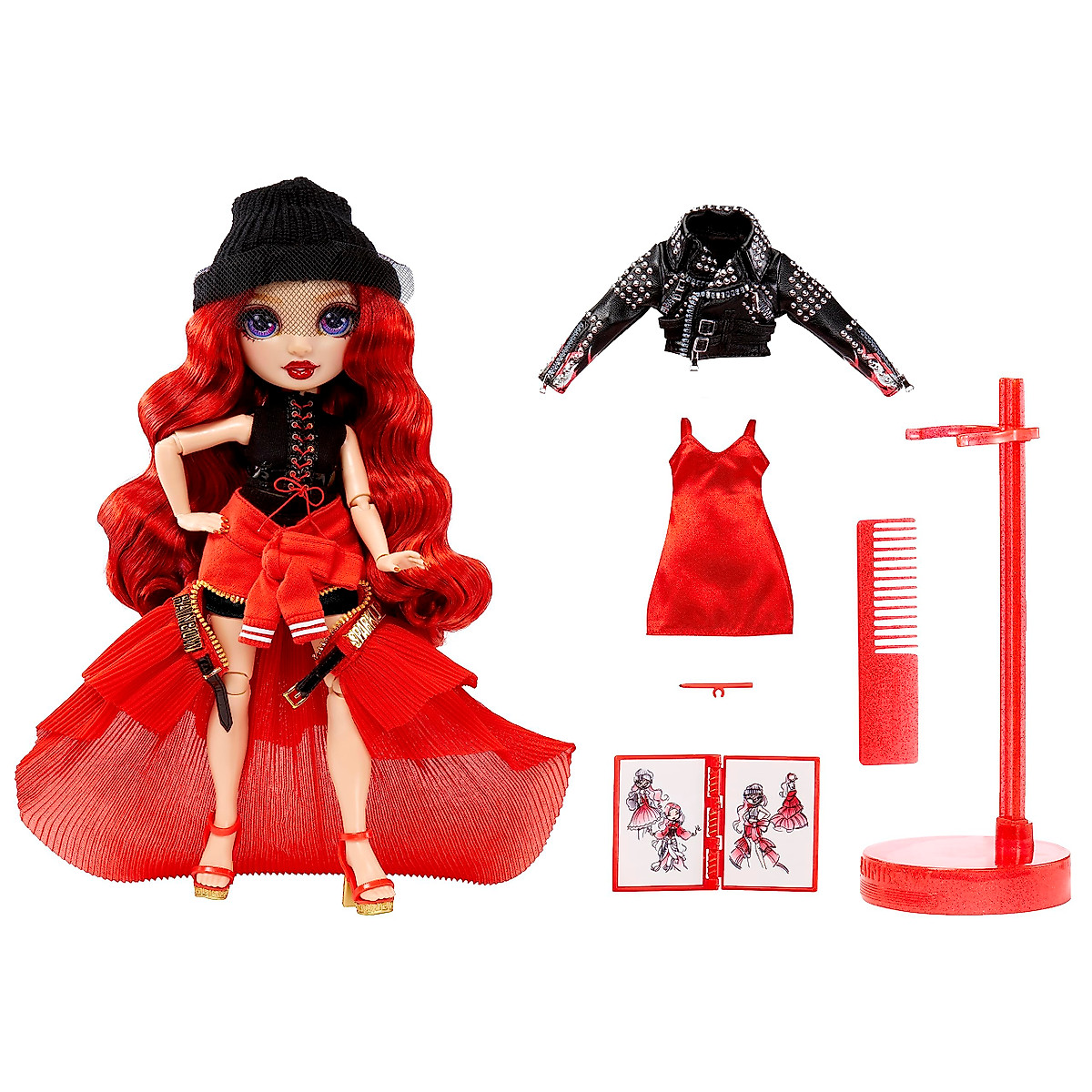 Rainbow High Fantastic Fashion Ruby Anderson - Red 11” Fashion Doll and Playset with 2 complete doll outfits, and fashion play Accessories, Great Gift for Kids 4-12 Years Old