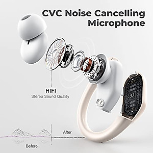 Wireless Earbuds, 75Hrs Playtime Bluetooth 5.1 Headphones, True Wireless Earphones with Digital Display & CVC 8.0 Noise Cancelling, Waterproof Earbuds with Mic for Sport,Running,Yoga, Workout Apricot