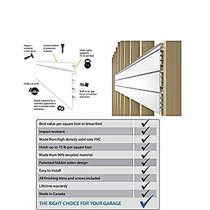 Proslat 88105 Heavy Duty PVC Slatwall Garage Organizer, 8-Feet by 4-Feet Section, 10 Panels, Charcoal (Dark Grey)
