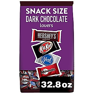 Hershey Assorted Dark Chocolate Flavored Snack Size, Candy Party Pack, 32.89 oz