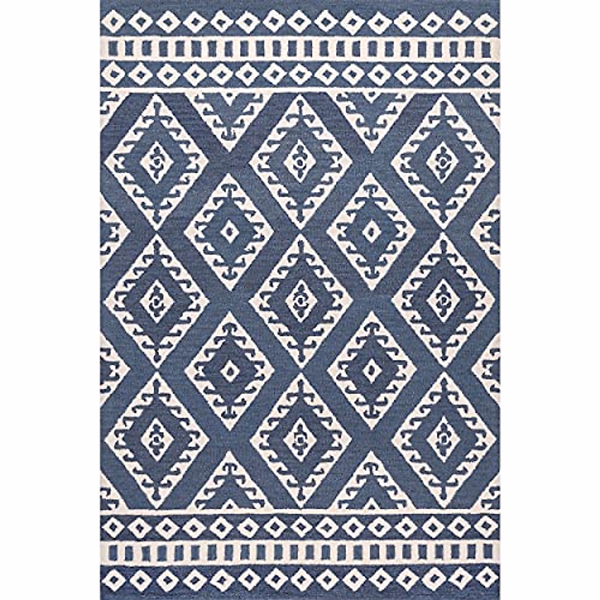 nuLOOM Meadow Hand Tufted Wool Tribal Geometric Area Rug, 4' x 6', Blue